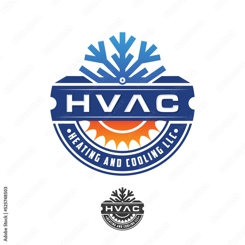HVAC logo emblem vintage premium quality, air conditioning ...