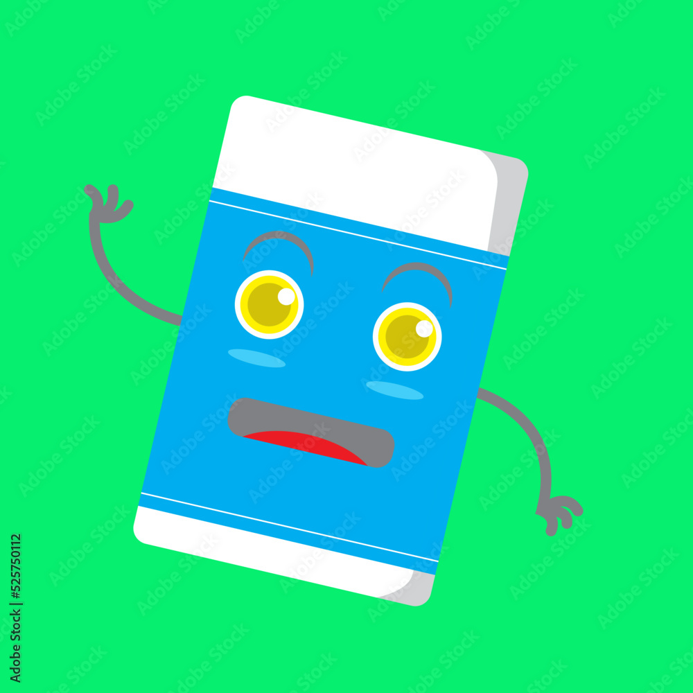 vector graphic illustration of an eraser character. can be used for ...