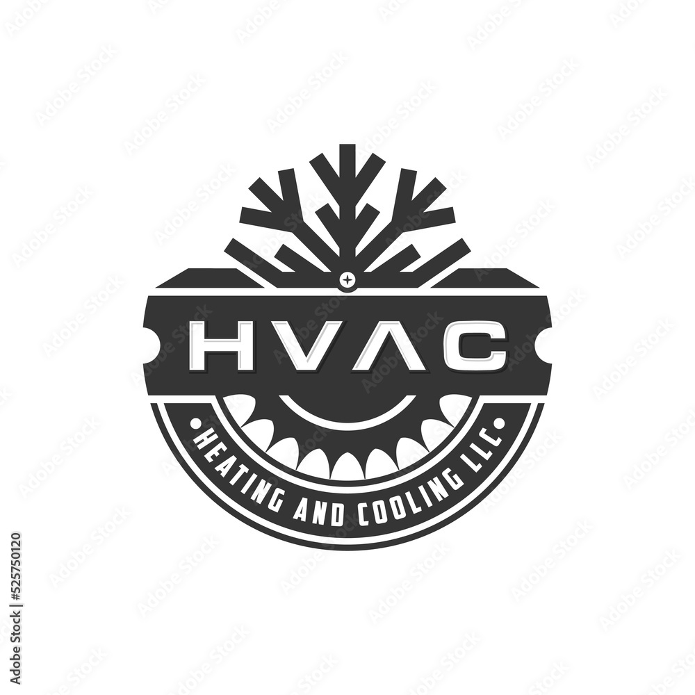 Vector graphic of HVAC black and white logo silhouette emblem design ...