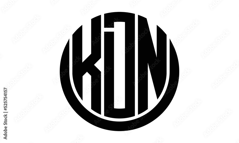 Kdn Three Letter Circle Logo Design Vector Template Monogram Symbol On Black And White Stock