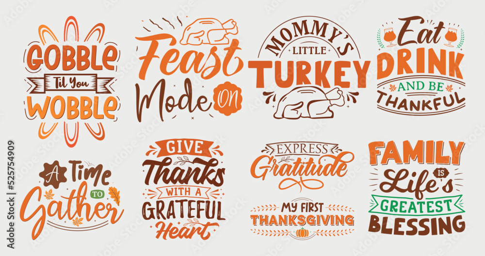 Set of thanksgiving lettering, thanksgiving isolated hand drawn ...
