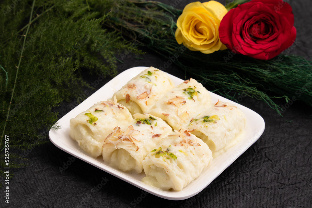 Indian Mithai Bread Malai Roll Rabdi Or Bengali Rabri Is Made Of Soft ...