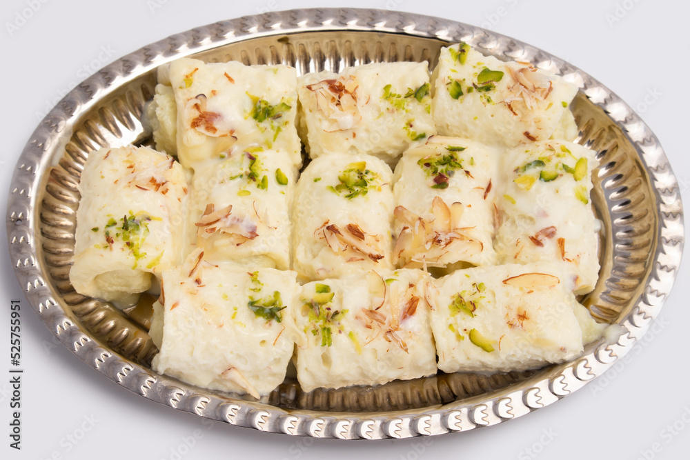 Indian Mithai Bread Malai Roll Rabdi Or Bengali Rabri Is Made Of Soft ...