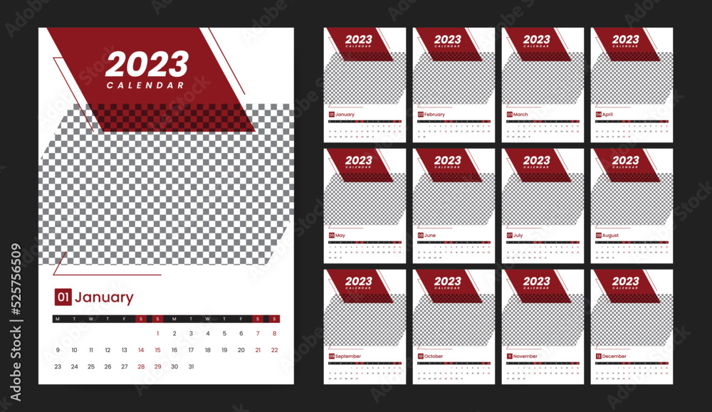 Wall Calendar Template Design for 2023 year, Monthly Creative Calendar ...