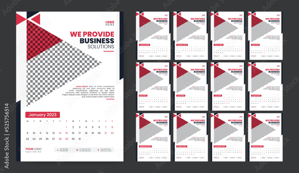 Wall Calendar Template Design for 2023 year, Monthly Creative Calendar ...
