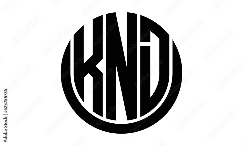 KND three letter circle logo design vector template. monogram symbol on ...