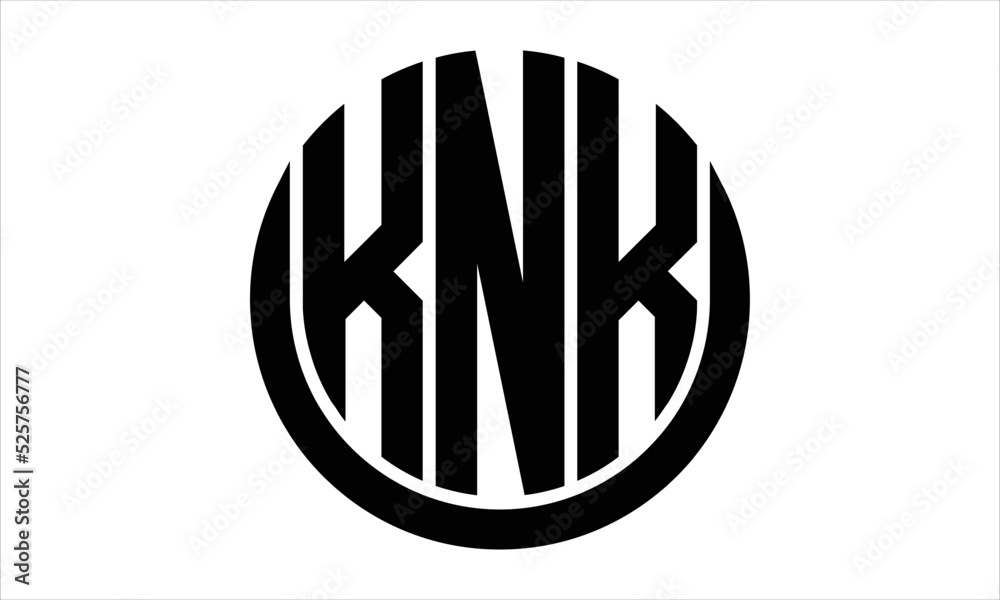 KNK three letter circle logo design vector template. monogram symbol on ...