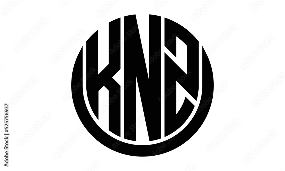 KNZ three letter circle logo design vector template. monogram symbol on ...