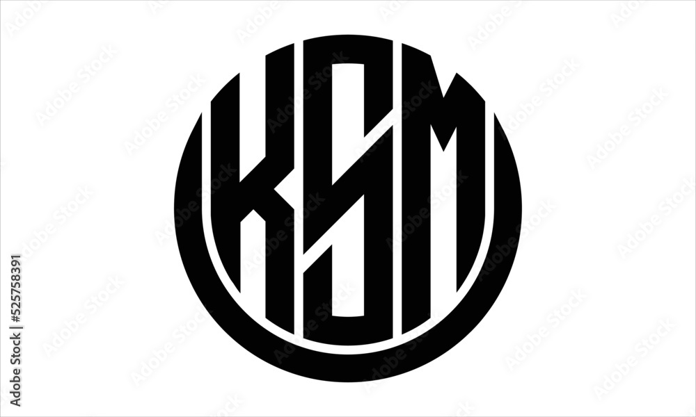 KSM three letter circle logo design vector template. monogram symbol on ...