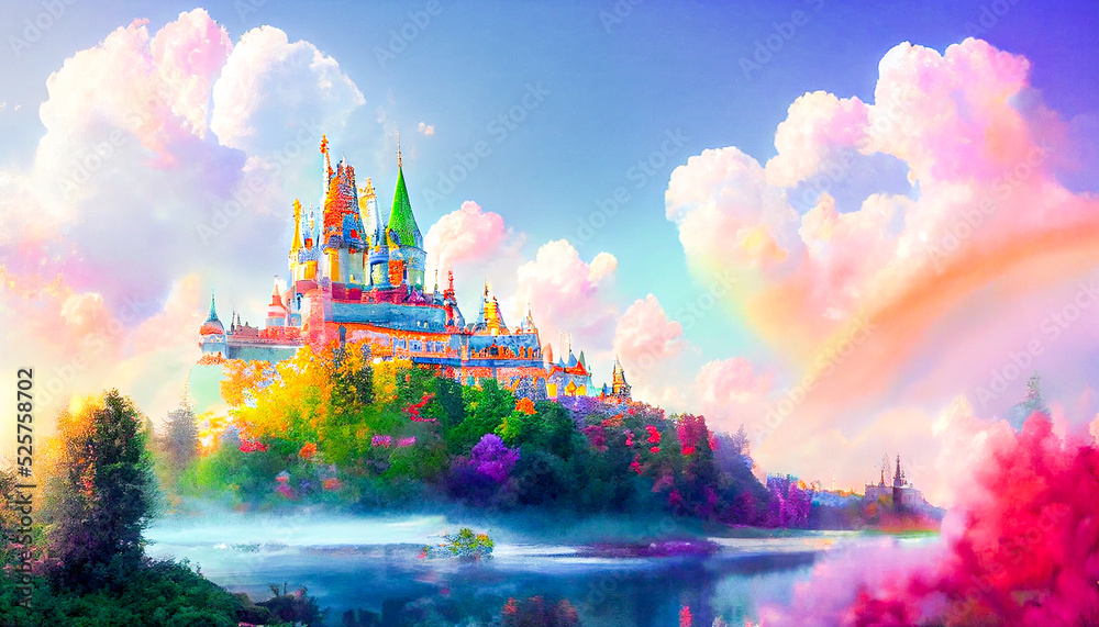 3D illustration Fantasy Castle Wallpaper HD. Beautiful 3D Castle ...