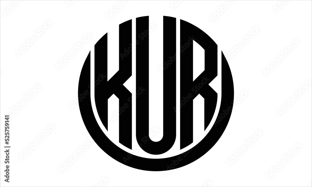 KUR three letter circle logo design vector template. monogram symbol on ...