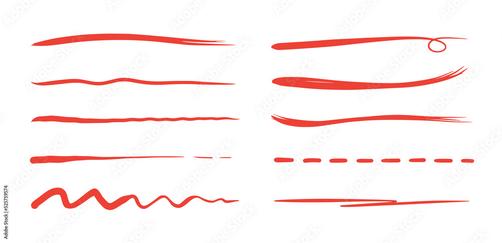 Red brush stroke underline. Marker pen highlight stroke. Vector swoosh ...