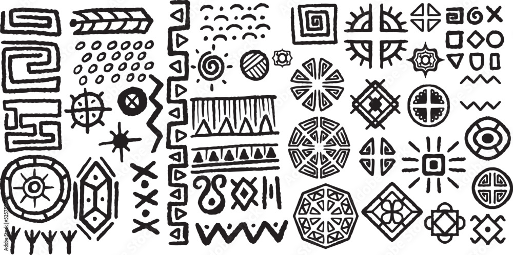 Hand drawn set of indian tribal drawing isolated on white background ...