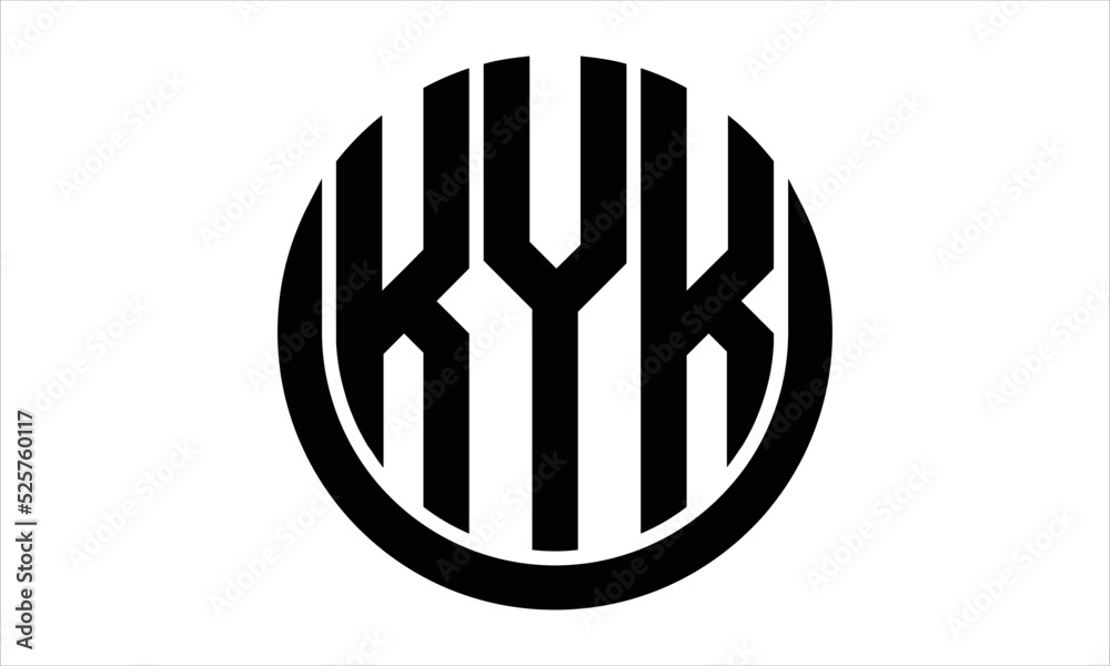 KYK three letter circle logo design vector template. monogram symbol on ...