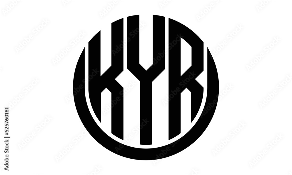KYR three letter circle logo design vector template. monogram symbol on ...