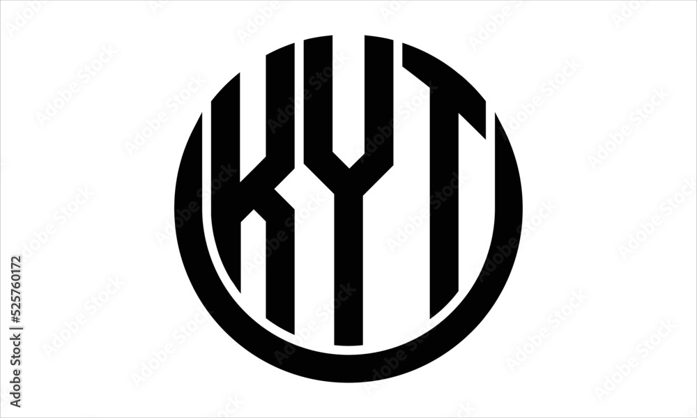 KYT three letter circle logo design vector template. monogram symbol on black & white. Stock ...