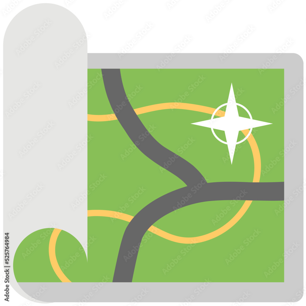 New World Map Flat Colored Icon Stock Vector | Adobe Stock