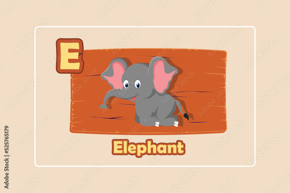 Animal alphabet letter E. English alphabet with cute animal concept ...