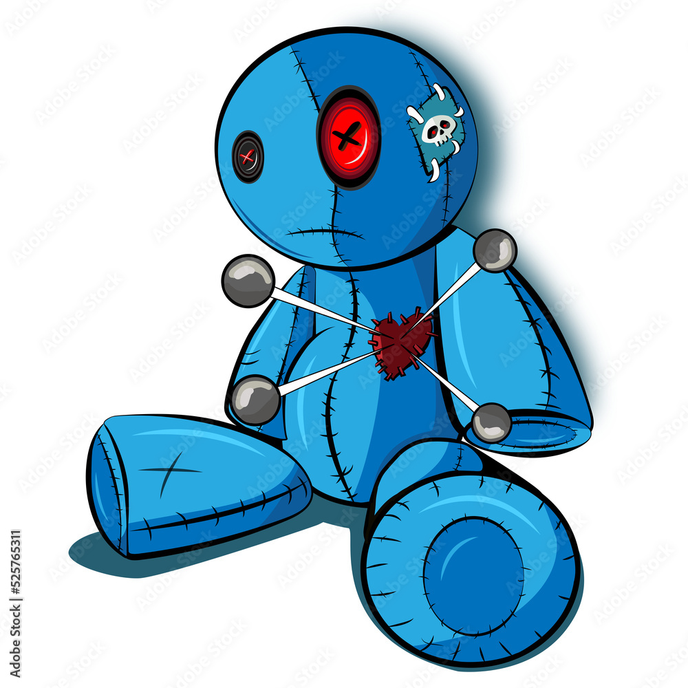Blue voodoo doll with a pinned heart. PNG transparent background. Stock ...