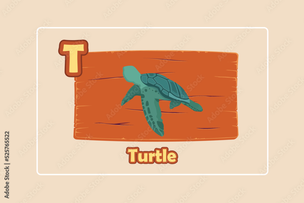 Animal alphabet letter T. English alphabet with cute animal concept ...