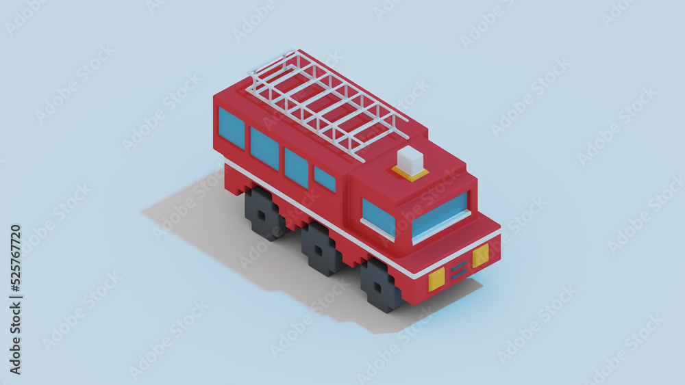 Fire engine . 3D Toy car. Low poly design Stock Illustration | Adobe Stock