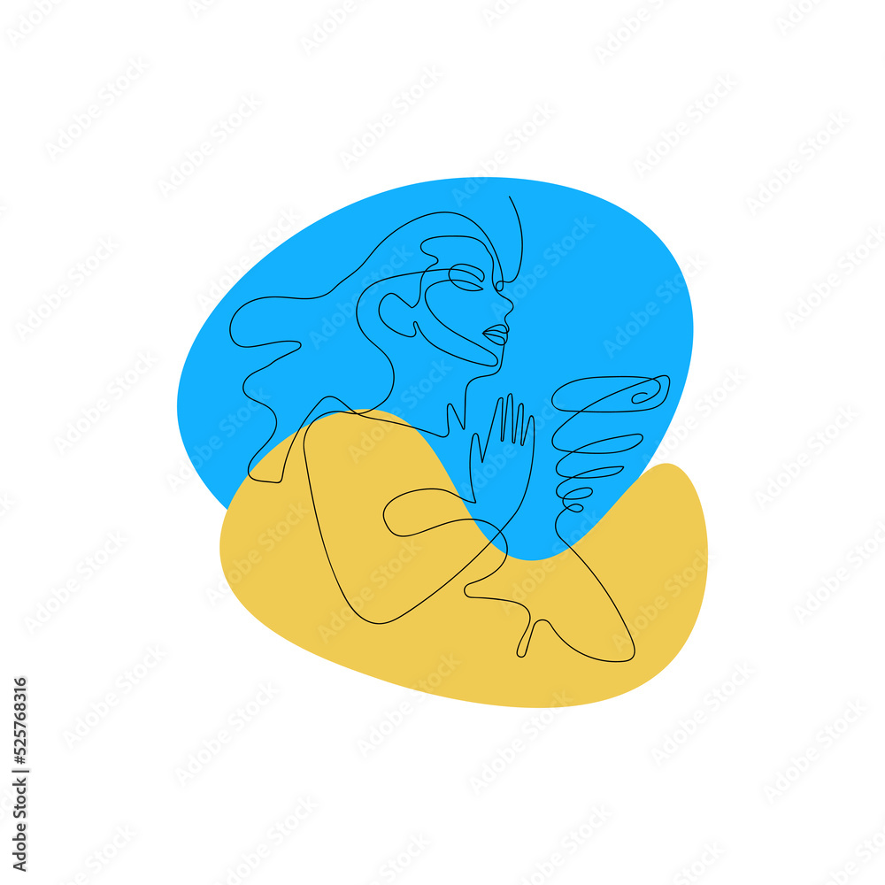 Ukrainian girl, Women' faces in one line art, pray for Ukraine, stop ...