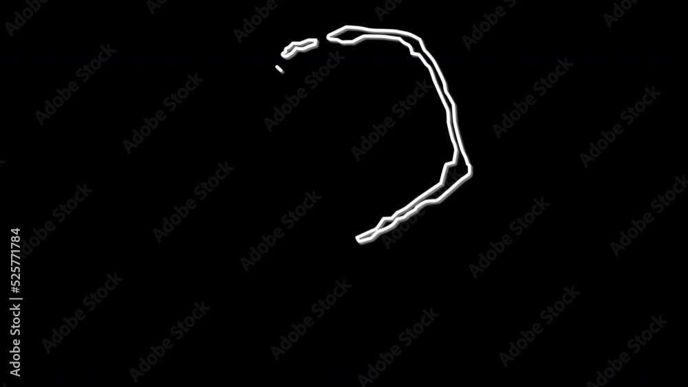 Tuvalu map, country territory outline self drawing animation. Line art ...