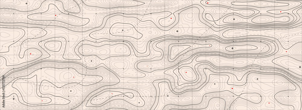 Topographic map background. Geographic line map with elevation ...
