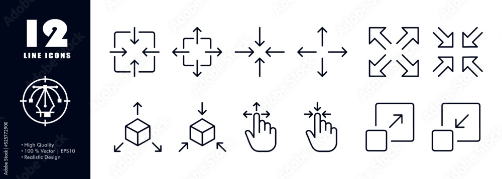Vecteur Stock Zoom in and out arrows set icon. Maximize, minimize ... Vecteur Stock Zoom in and out arrows set icon. Maximize, minimize ...