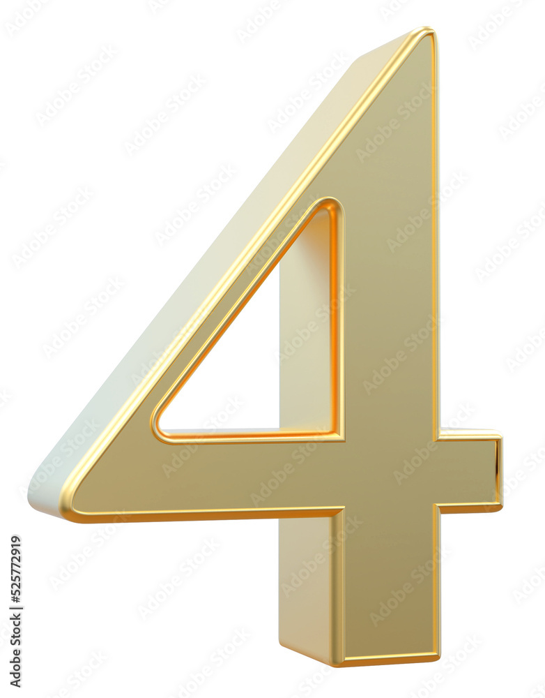 Gold Number 4 Stock Illustration | Adobe Stock