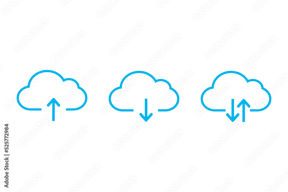 cloud computing concept, Collection cloud with arrow flat icon. Upload ...