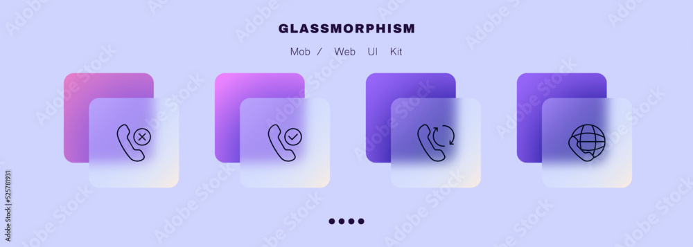 Business contacts set icon. Landline phone, cross, checkmark, circular ...