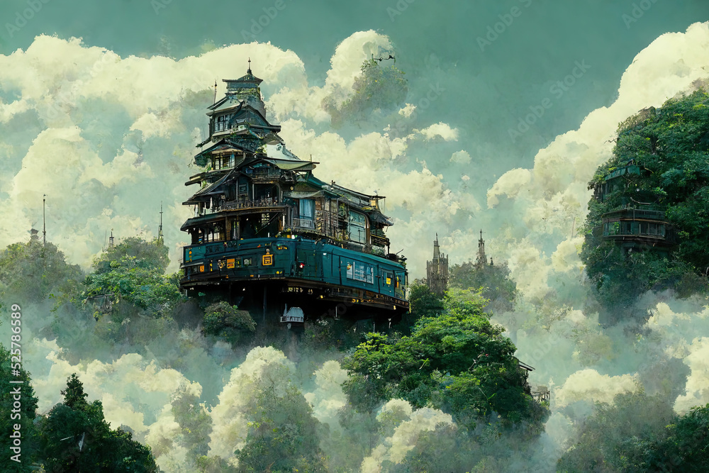 Tree Town. Nature City. Tree Castle. Fantasy Backdrop. Concept Art ...