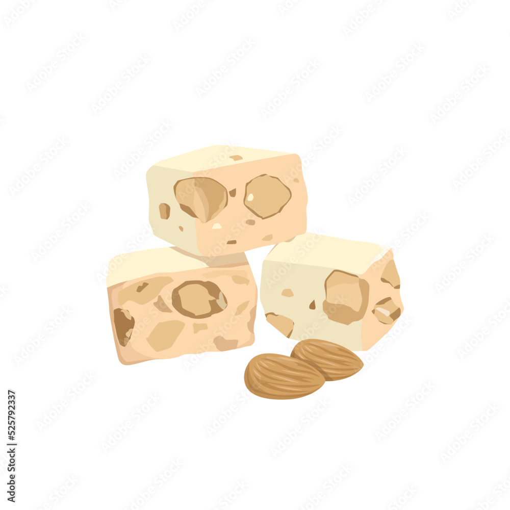 Flat vector of Turkish delight nougat pieces. Flat vector illustration ...