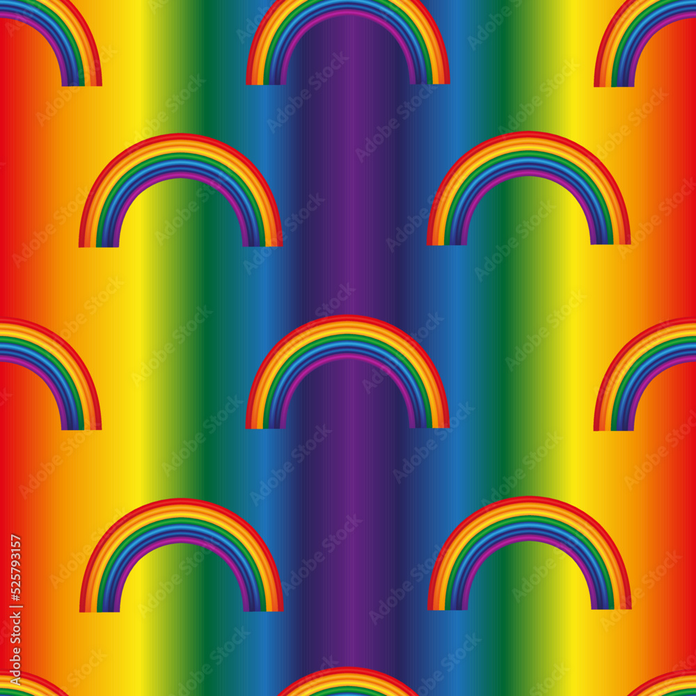 Beautiful rainbow pattern on colorful gradient background. Seamless ...