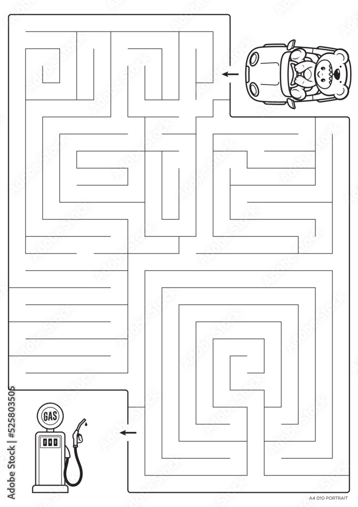 Vector black lines for maze print. A4 format. Educational maze coloring ...