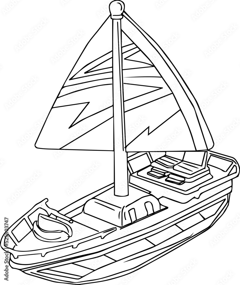 Motor Boat Doodle, Motor boat cartoon drawing, simple ship sketch ...