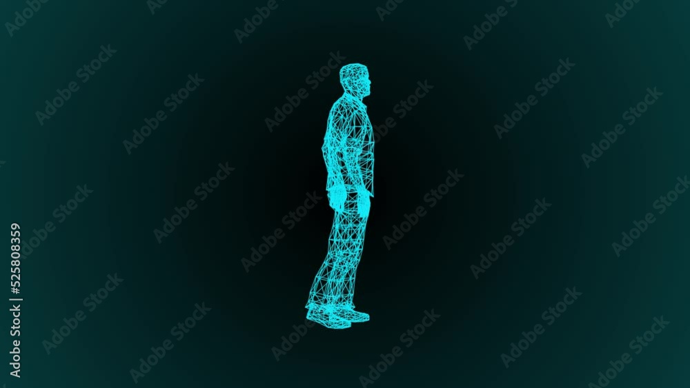 Futuristic HUD interface around human body in the center. Motion ...
