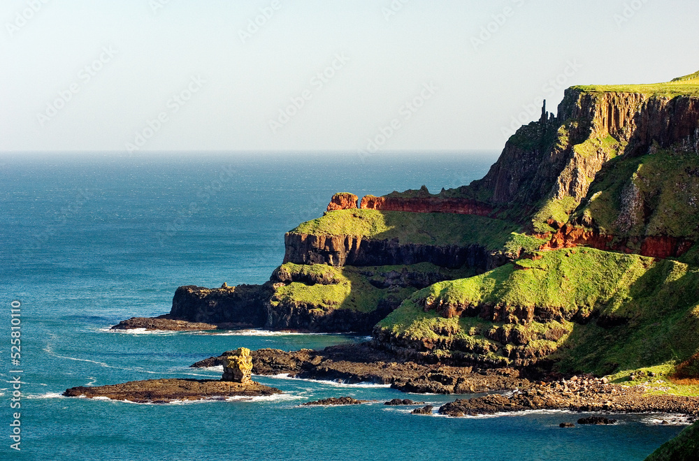 The Giant's Causeway, Northern Ireland. Along the basalt cliff path to ...