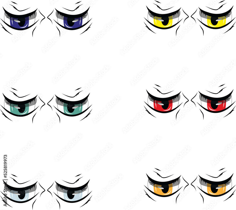Cartoon beautiful eyes vector set. angry eyes of devil Stock Vector ...