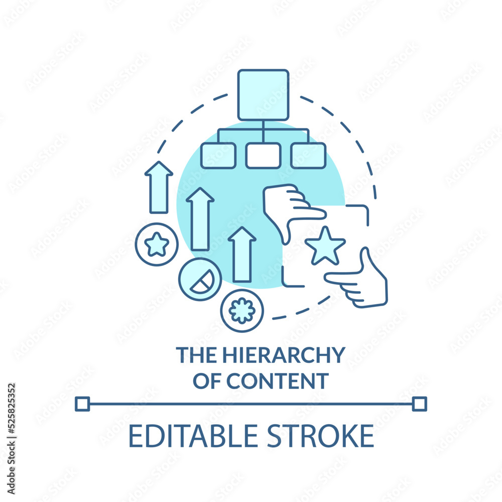 Hierarchy of content turquoise concept icon. Website. Mobile first ...