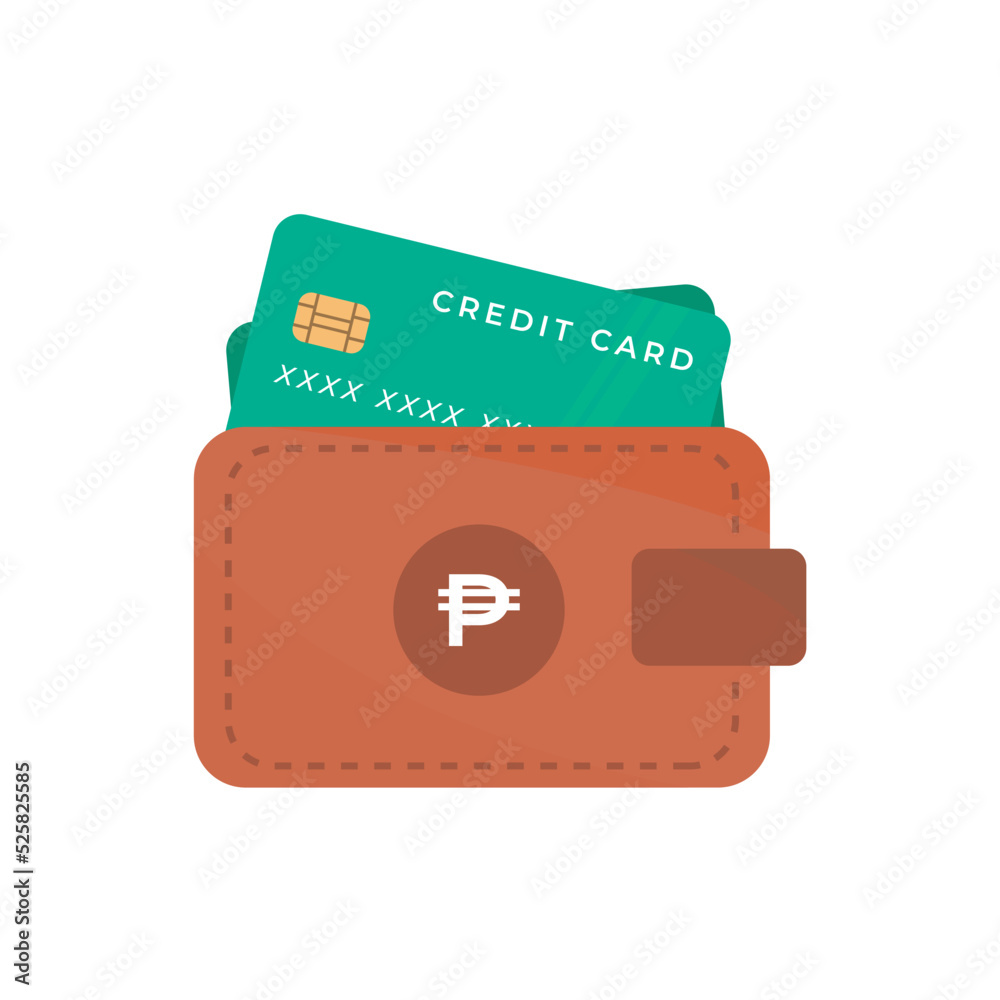 Wallet Icon with Philippine Peso Symbol and cards. Philippine currency ...