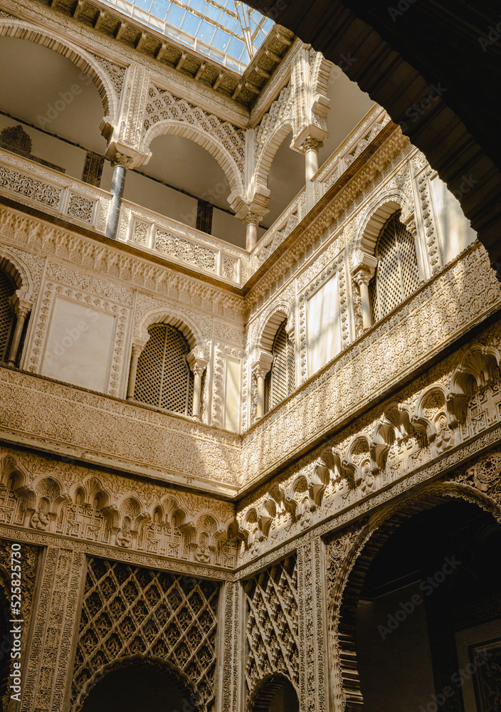 Spanish architecture from the Moorish era of time. Rich with columns ...