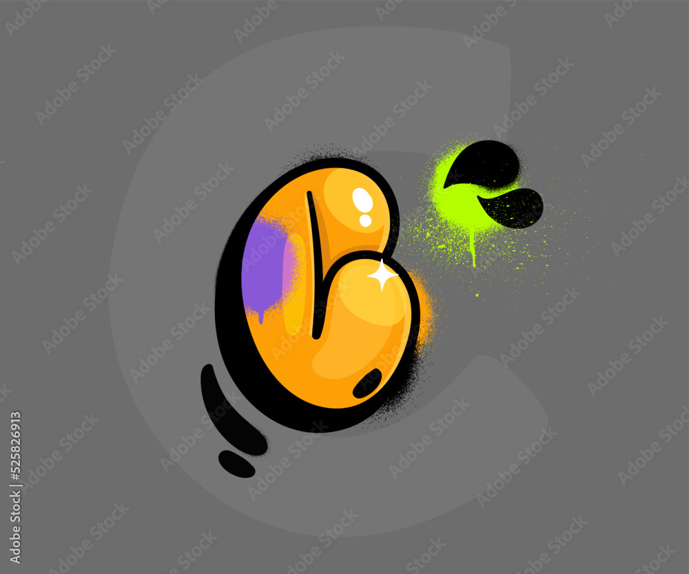 Letter C design symbol kids in graffiti flop style spray paint Stock ...
