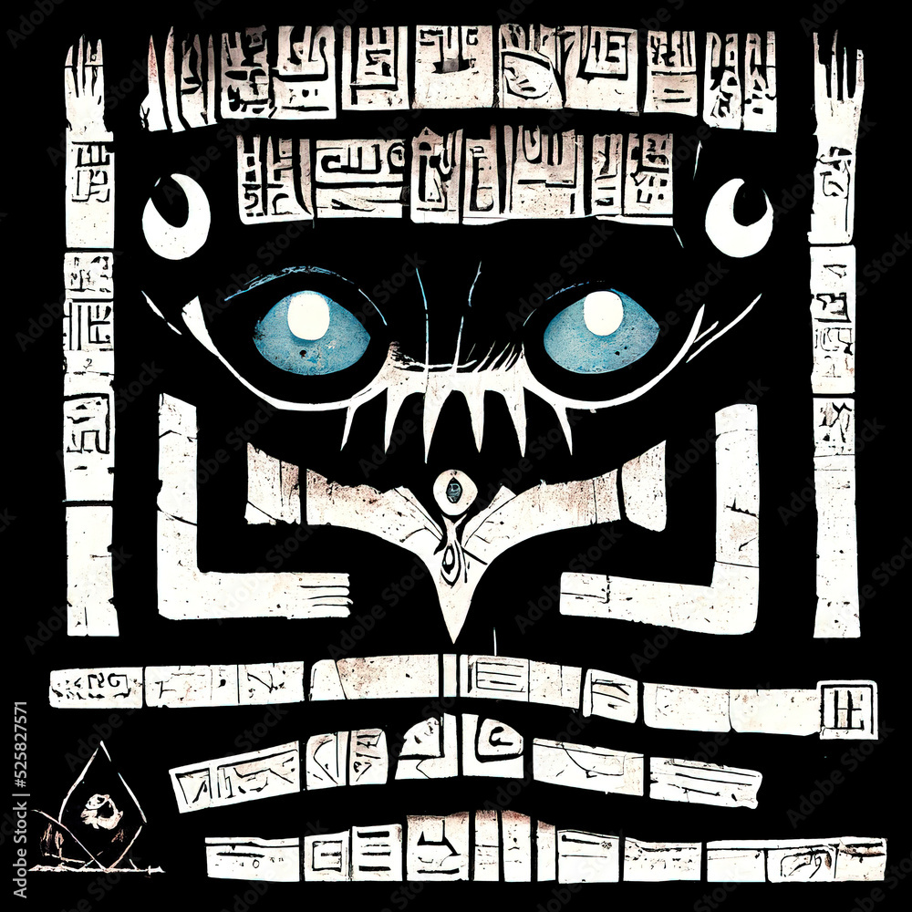 Ancient Ethnic Horror Symbols Comic Style Clipart Illustrasyon Stock ...