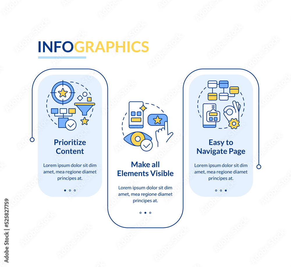 Mobile design recommendations blue rectangle infographic template. Data ...