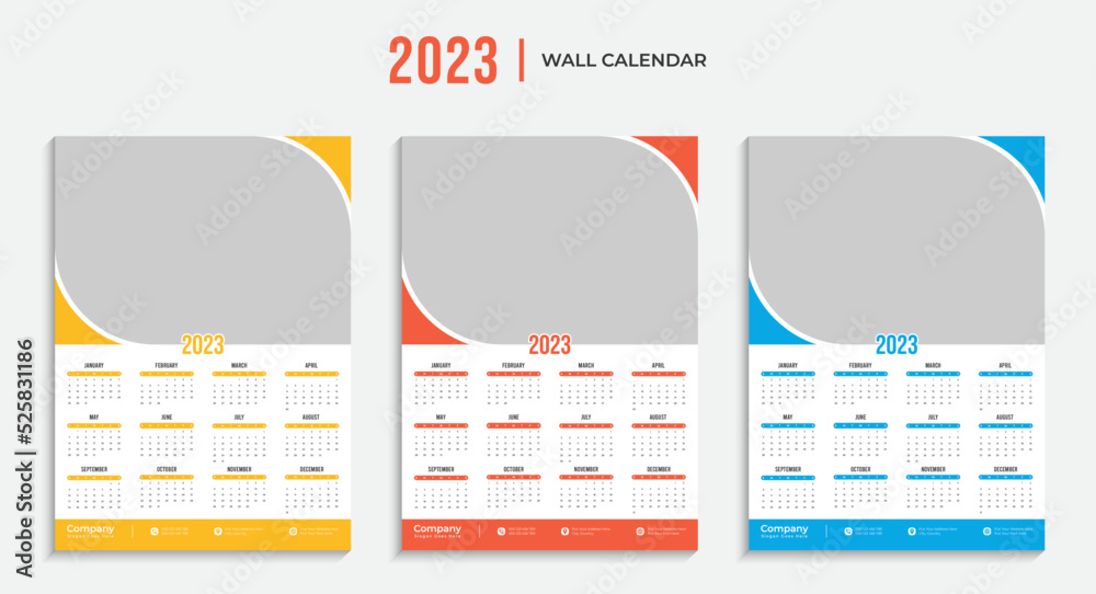 2023 Calendar template vector, Planner for 2023 year, Wall calendar ...