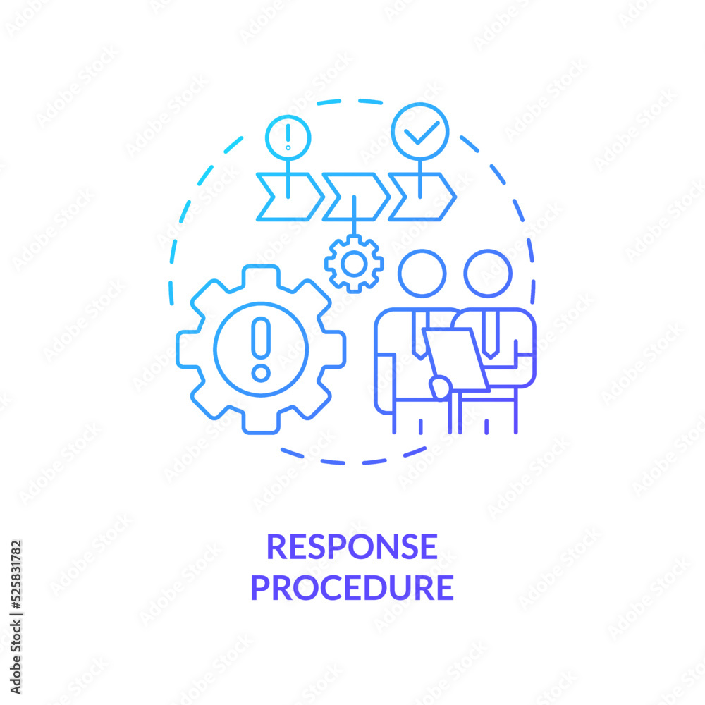 Response procedure blue gradient concept icon. Communication. Crisis ...