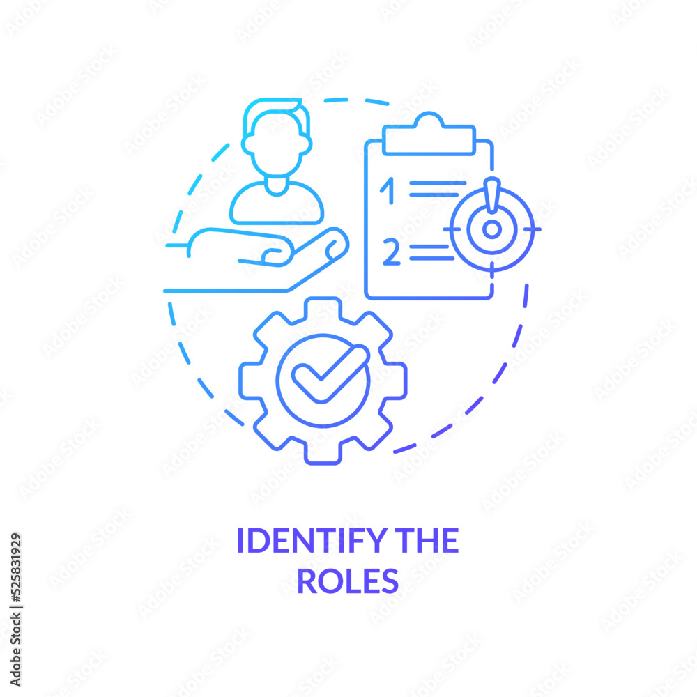 Identify roles blue gradient concept icon. Employee responsibilities ...