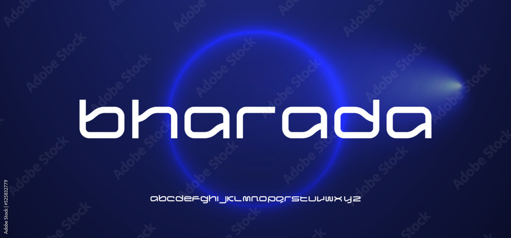 Bharada, modern display typeface lettering space font, vector ...